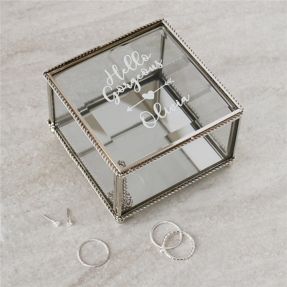 Personalized Hello Gorgeous Jewelry Box - Custom Glass Box for Her ...