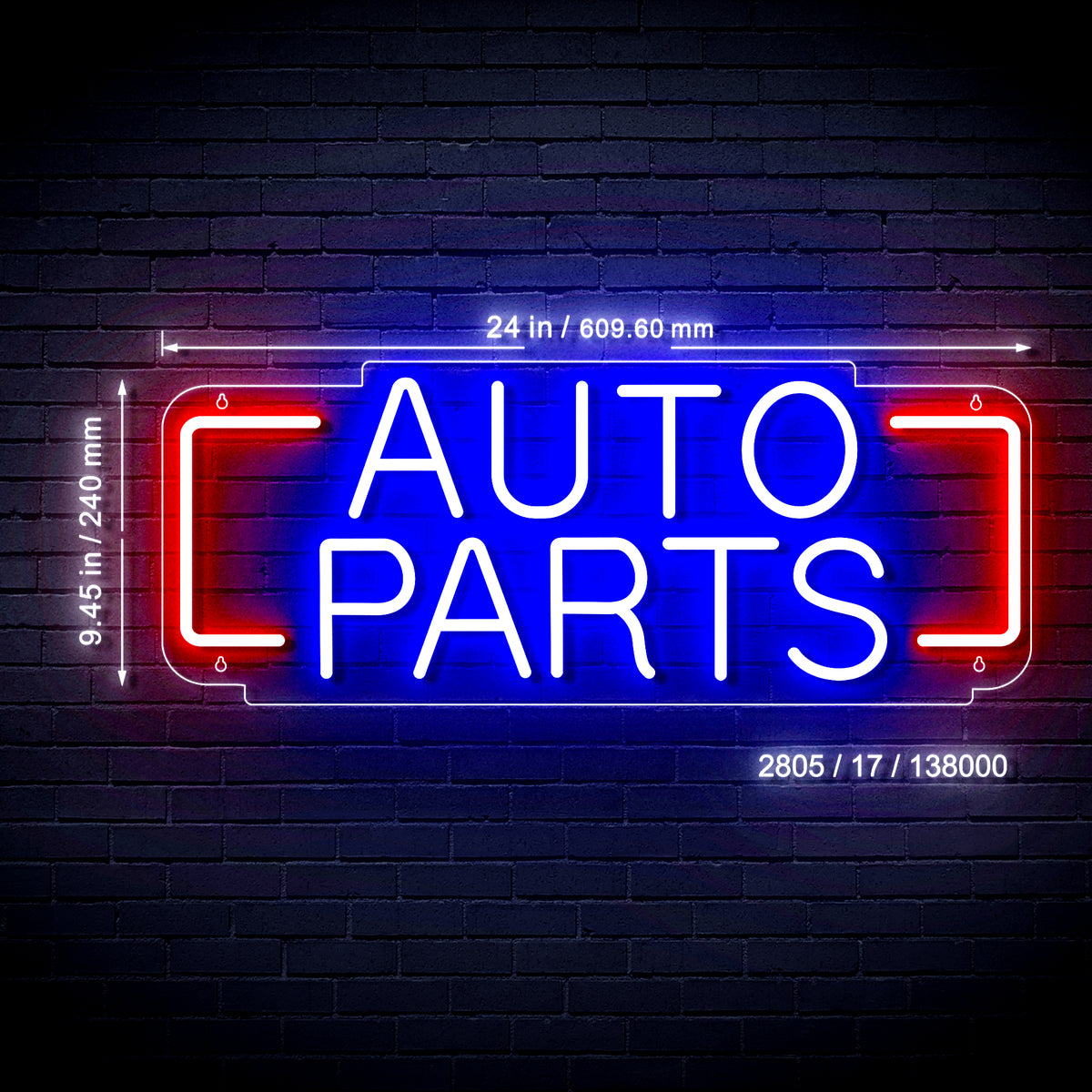 Auto Parts Ultra-Bright LED Sign with Remote (Neon-Style, LED Technolo ...