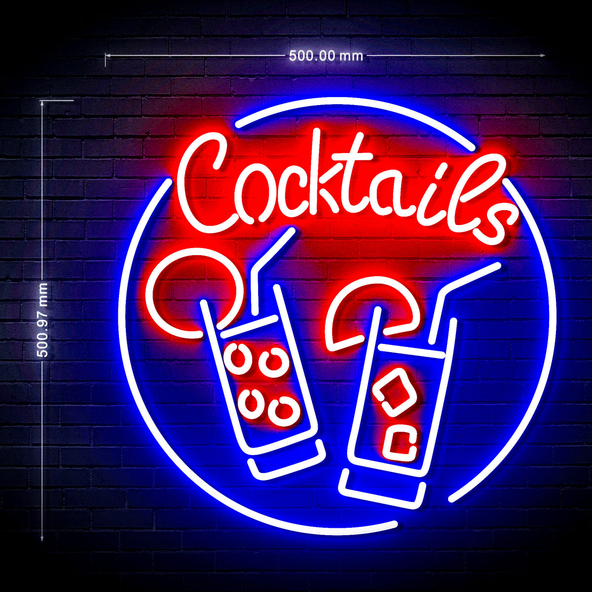 Cocktails Ultra-Bright LED Sign with Remote (Neon-Style, LED Technolog ...