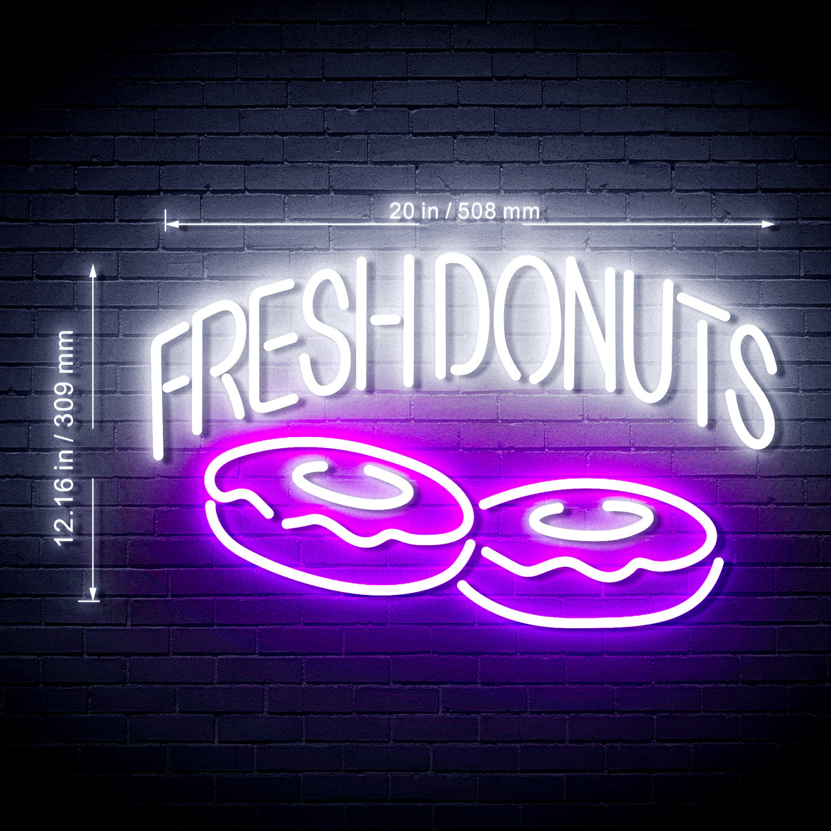 Fresh Donuts Ultra-Bright LED Sign with Remote (Neon-Style, LED Techno ...