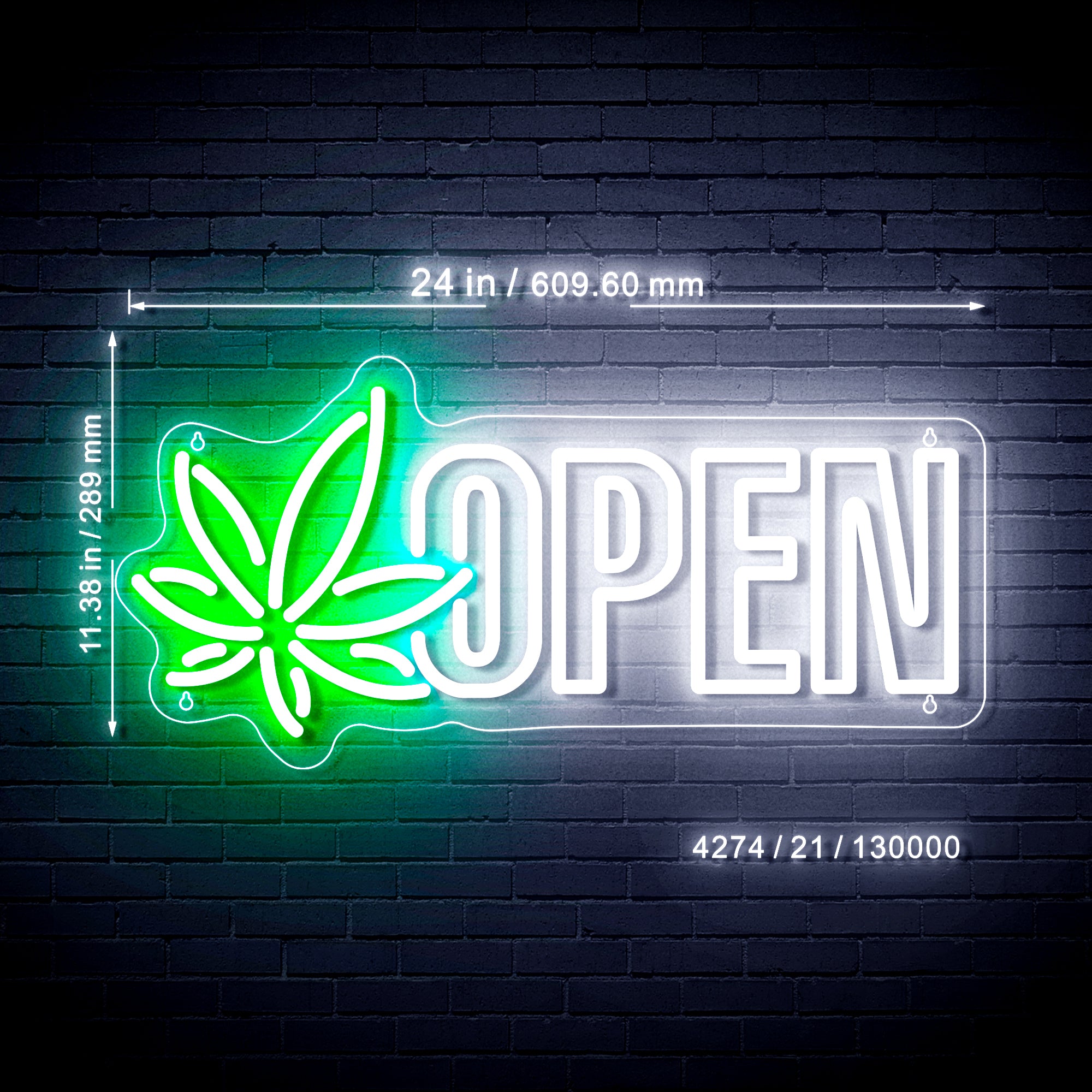 Open Hemp Leaf Marijuana Dispensary (Block Lettering) Ultra-Bright LED ...