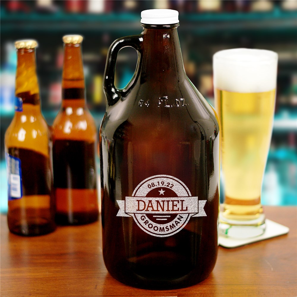 Custom 64 oz. Groomsmen Growler - Engraved Beer Jug Gift — LED Gift Works