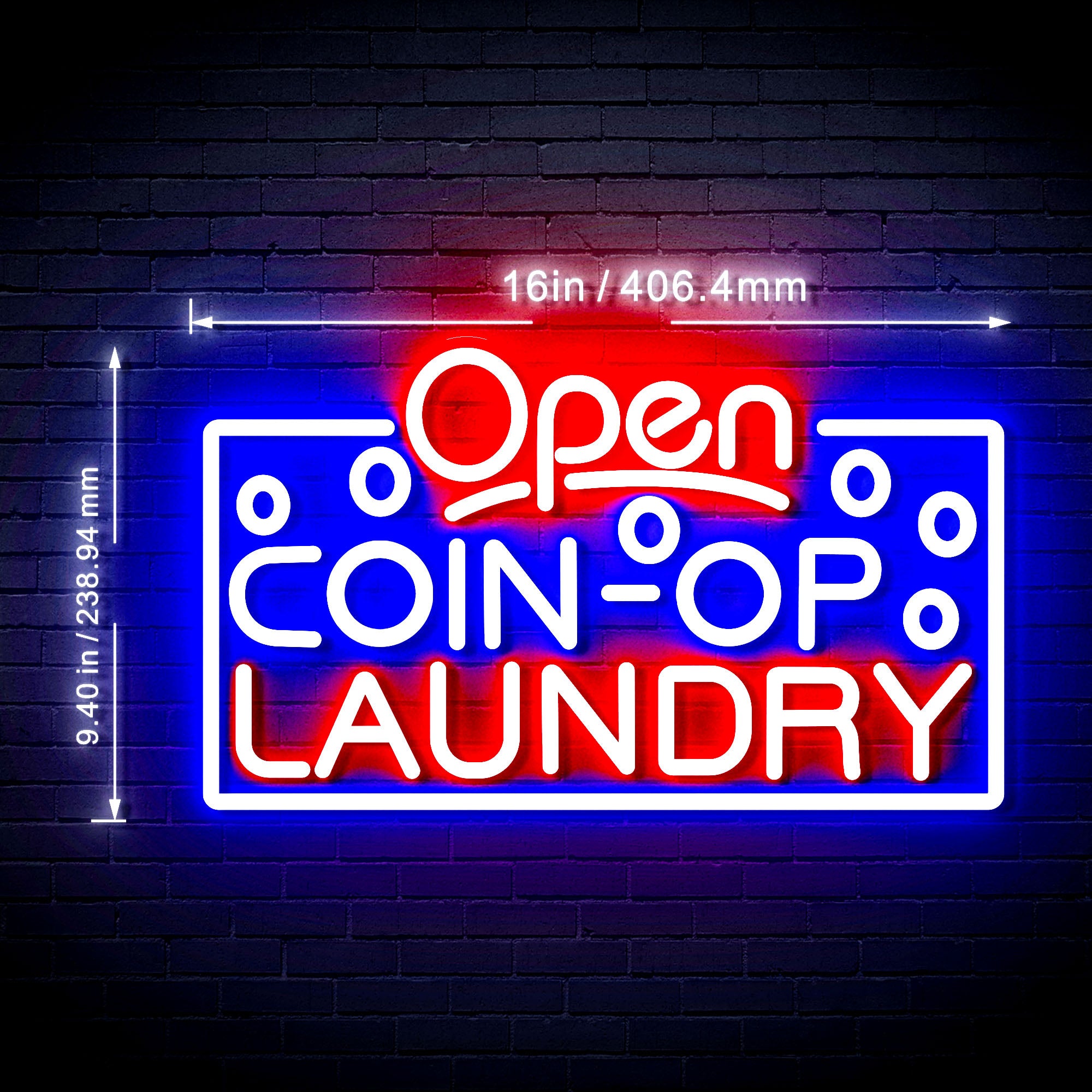 Laundromat Open Coin Operated Laundry Flex Silicone LED Sign (Neon-Sty ...