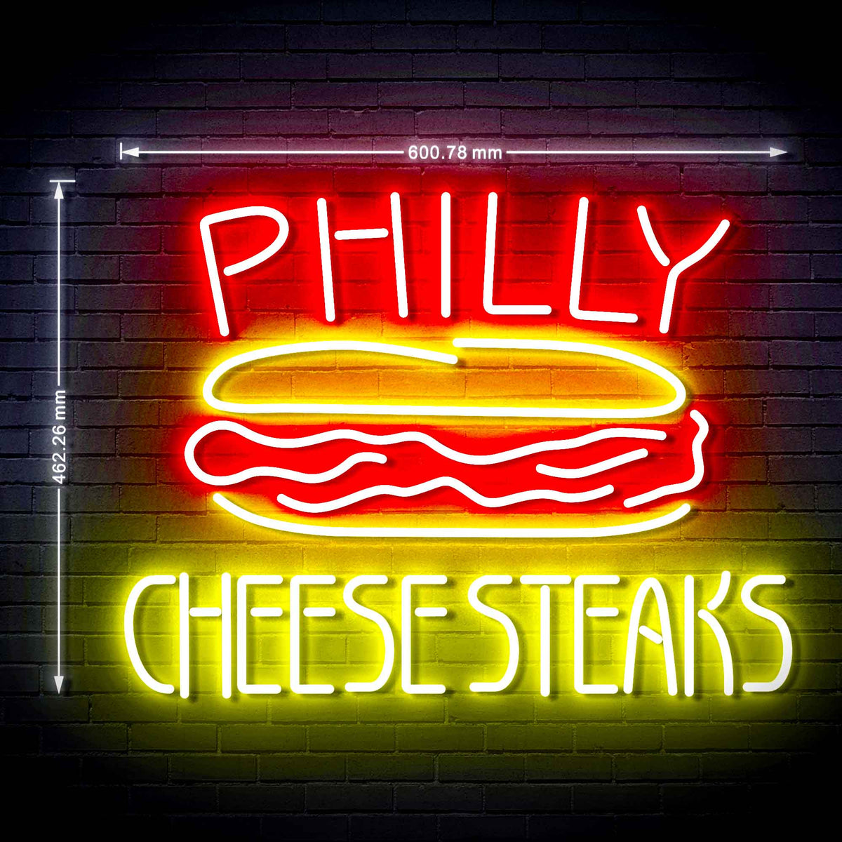 Philly Cheesesteaks Ultra-Bright LED Sign with Remote (Neon-Style, LED ...