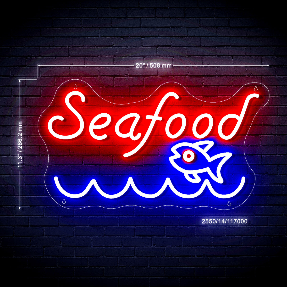 Fish Seafood Restaurant Ultra-Bright LED Sign with Remote (Neon-Style ...