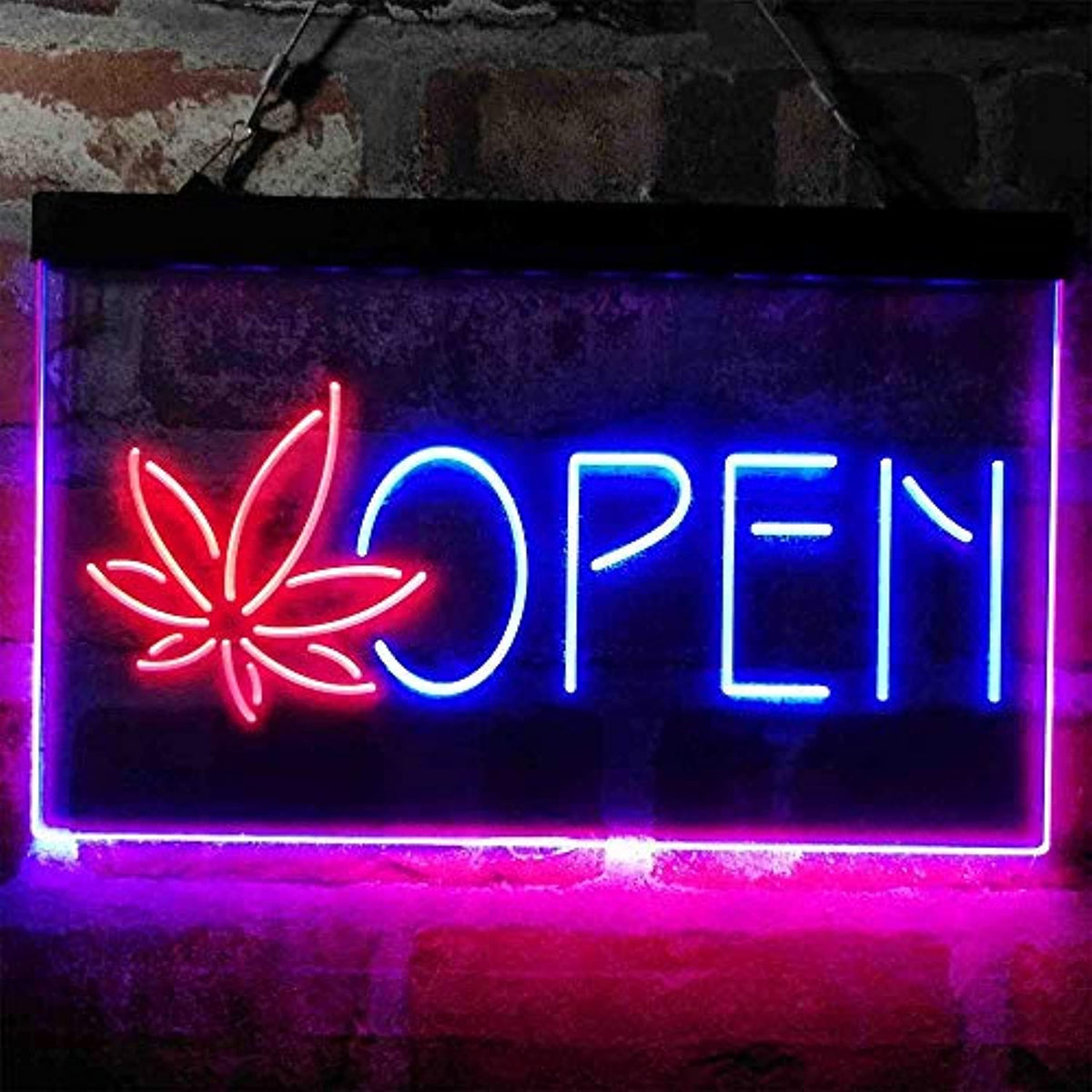 Buy Hemp Leaf Open Marijuana Dispensary LED Neon Light Sign — LED Gift ...