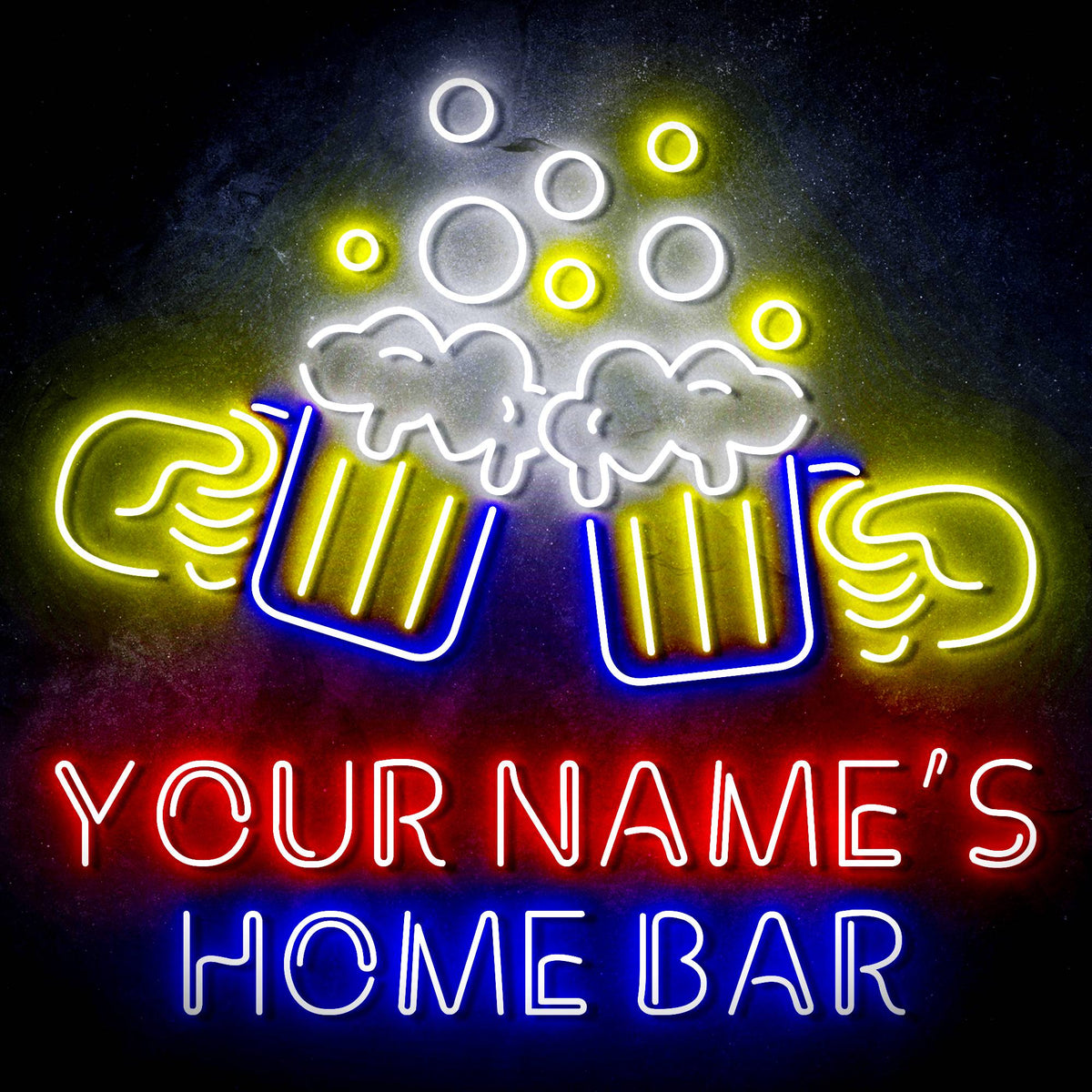 Personalized Ultra-Bright Beer Mugs Home Bar LED Sign with Remote (Neo ...