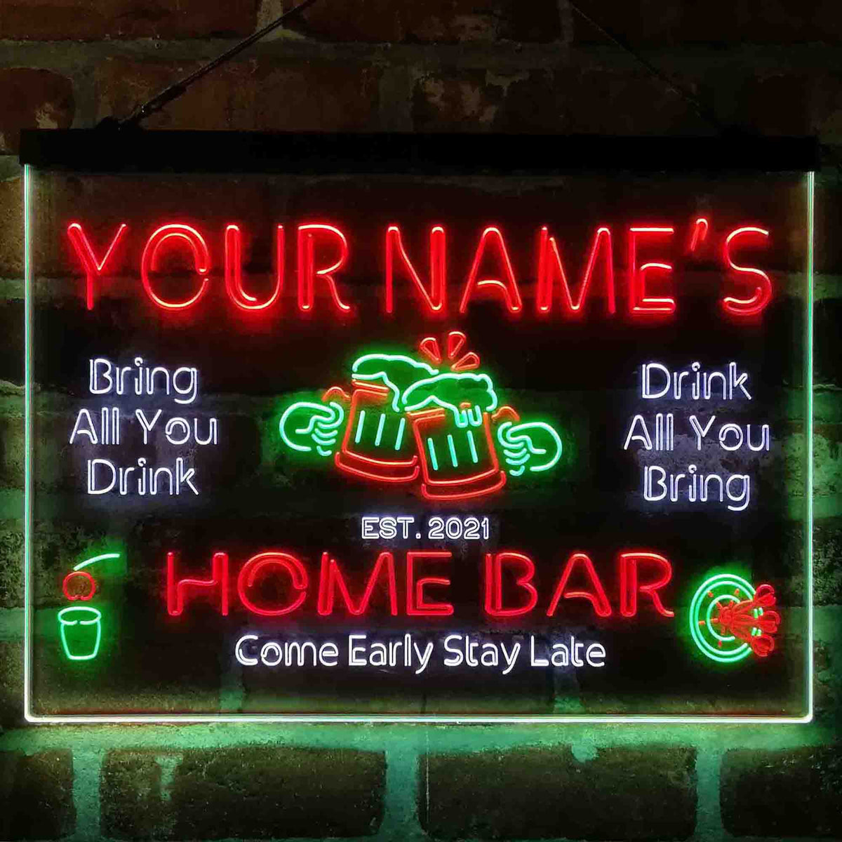 Personalized Classic Cheers Home Bar Deluxe App-Enabled 3-Color LED Li ...