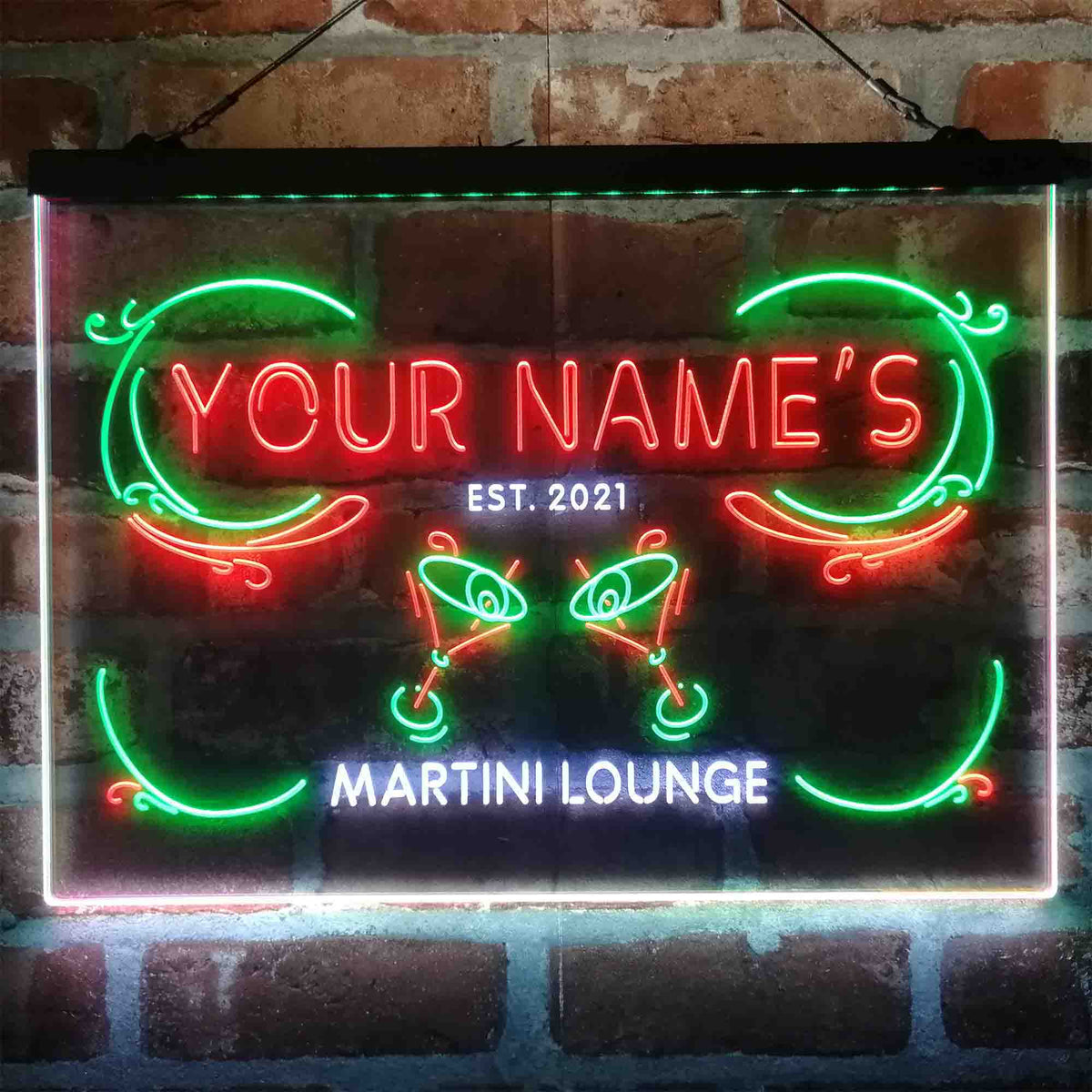 Personalized Martini Lounge Deluxe App-Enabled 3-Color LED Light Sign ...